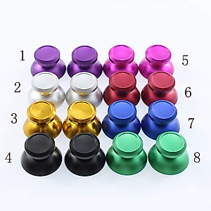 2PCs Replacement Rocker Metal Analog Joystick Thumbstick Mushroom Caps Repair for PS4 PS3 Xbox One (Gold)