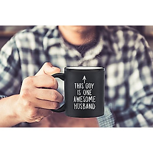One Awesome Husband Funny Coffee Mug - Anniversary & Birthday Gifts for Husband, Men, Him - Best Husband Gifts from Wife, Her - Bday Present Idea - Fun Husband Mug, Cool Novelty Cup (Matte Black)