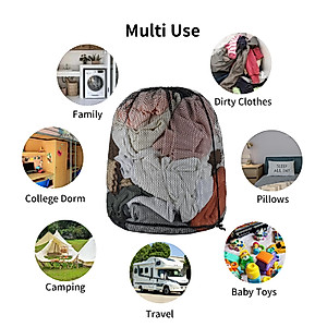 Mesh Laundry Bag - With Drawstring Closure 31×24 Inch Large Laundry Bag Ideal Machine Washable Mesh Laundry Bag for Factories,College,Dorm and Apartment Dwellers (Black,2Pcs)