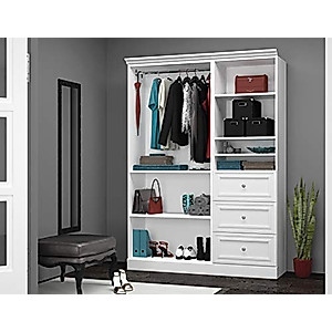 Bestar Versatile Closet Organizer with Drawers, 61W, White
