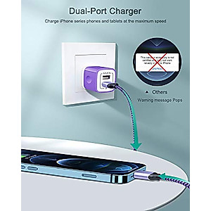 iPhone Wall Charger & Lightning Cable, AILKIN Apple MFI Certified Braided iPhone Charger Cord, Fast Charging Powerline USB Plug Adapter for iPhone 14/13/12 Pro Max/SE/11/11 Pro/XS/XR/8/7/6S Plus, iPad