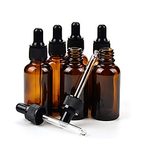 Youngever 18 Amber Glass Essential Oil Bottles Bundle, 6 Dropper Bottles (1 Ounce), 6 Spray Bottles (2 Ounce), 6 Stainless Steel Roller Bottles for Essential Oil (10 ml)
