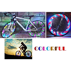 Rottay Bike Wheel Lights, Bicycle Wheel Lights Waterproof RGB Ultra Bright Spoke Lights 14-LED 30pcs Changes Patterns -Safety Cool Bike Tire Accessories Kids Adults-Visible from All Angle