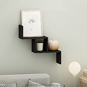 Furinno Rossi Wall Mount Floating Ladder Shelf, Espresso