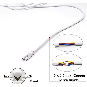 10FT (118-7/64") T5T8 Tube Light Fixture LED Linkable Cord, Double end Connector Cable, Power Extension Wire for LED Integrated Single Fixture, Shop light, Garage Light, Under Cabinet Light, Pack of 4