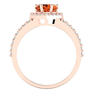 Clara Pucci 1.69ct Heart Cut Solitaire Halo split shank Red Ruby Designer Wedding Bridal art deco Anniversary Ring 14k Rose Gold 6