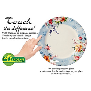 TUDOR ROYAL 24-Piece Porcelain Round Dinnerware Set, Service for 6, VICTORIA BLUE Design, Blue Floral, Plates Bowls Mugs Dishes, Premium Quality Ceramic Tableware, Unique Pattern, Glossy