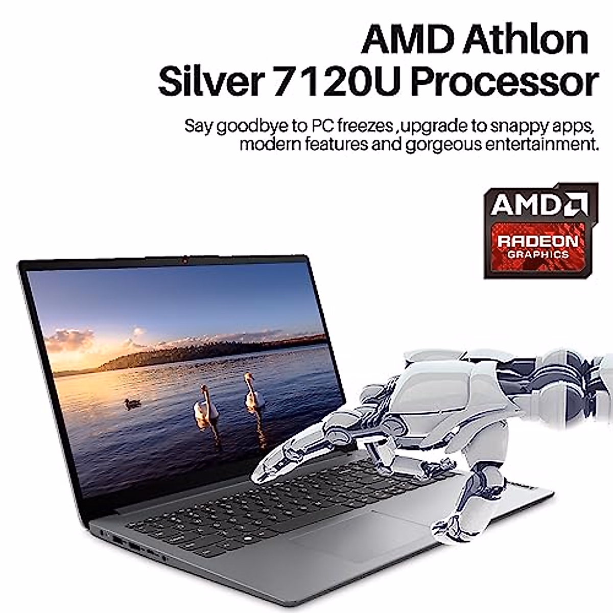 Lenovo IdeaPad 1 Laptop, 15.6" HD Screen, AMD Athlon Silver 7120U Processor, 4GB RAM, 256GB Storage(128GB SSD+128GB MSD), AMD Radeon Graphics, Wi-Fi, Bluetooth, Windows 11 Home in S Mode