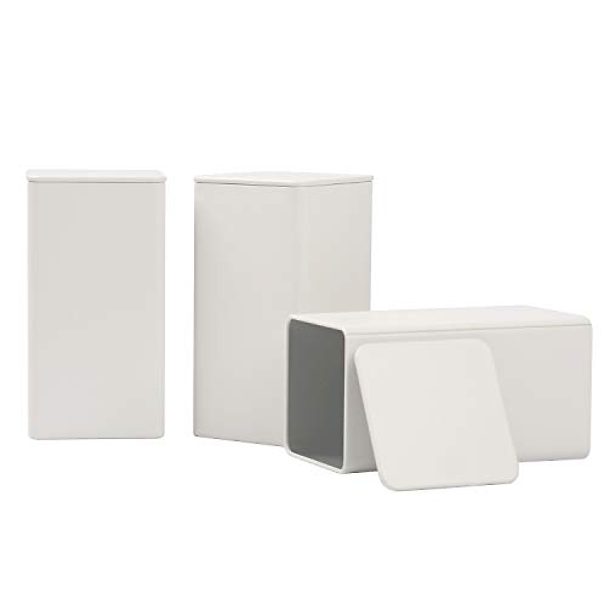 Tianhui Square Tin Can Empty Cube Steel Box Storage Container kit 65mm Series for Treats, Gifts, Favors, Loose Tea, Coffee and Crafts, White, 3L