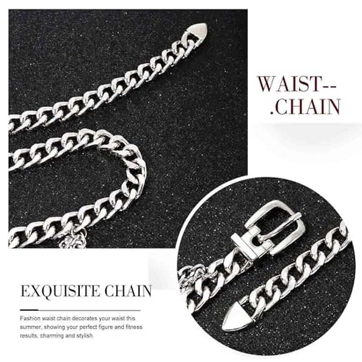 Cosydays Punk Waist Chain Gold Metal Belt Layered Body Chains Harness Heart Belly Chain Party Sexy Body Jewelry for Women and Girls (Silver)