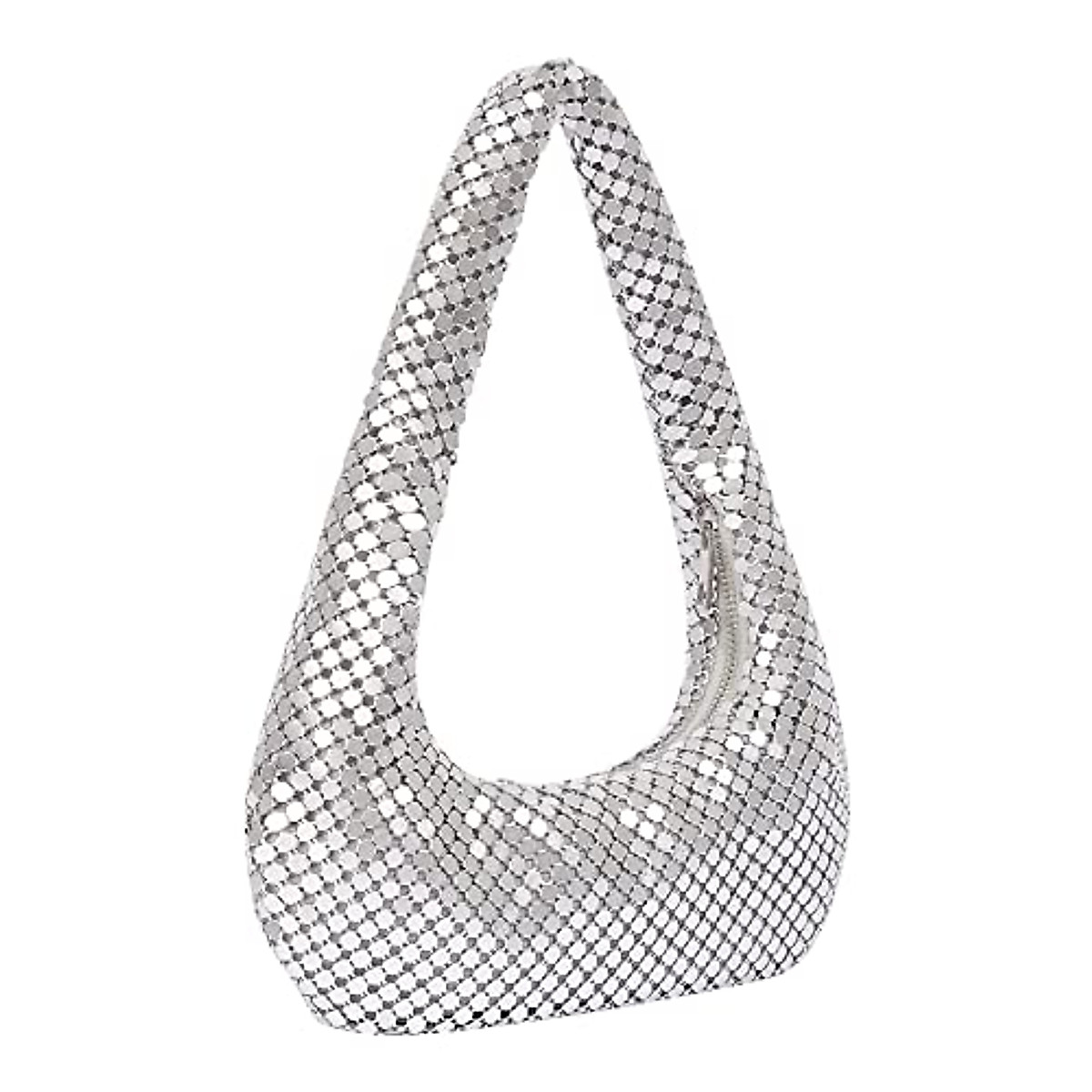 Silver Evening Bag Women Unique Handbags Cool Purses Small Shoulder Purse Silver Metallic Purse Designer Evening Bag(Silver)