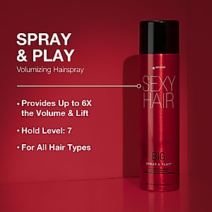 SexyHair Big Spray & Play Volumizing Hairspray | Hold and Shine | Up to 72 Hour Humidity Resistance | All Hair Types