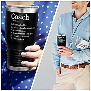 Eaasty Coach Gifts for Men Best Coach Tumbler Includes 30 oz Coach Mug and Coach Whistle Stainless Steel Travel Mug with Lid for Coach Men Women (Black,6 Pcs)