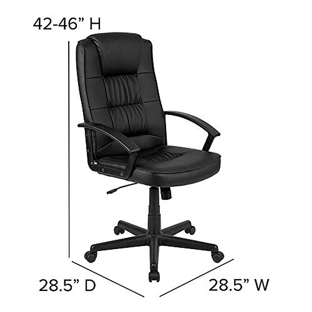 Flash Furniture Biscayne Flash Fundamentals High Back Black LeatherSoft-Padded Task Office Chair with Arms