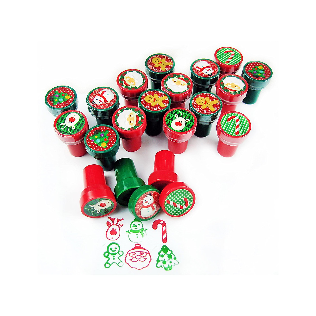 Tiny Mills 24 Pcs Christmas Holidays Stampers for Kids Party Favors, Christmas Stocking Stuffers, Pinata Fillers, Toddler Kids Crafts, Goody Bag Filler, Party Toys, Classroom Rewards Carnival Prizes