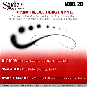6 Pack Set of Multi-Purpose Precision Dual-Action Gravity Feed Airbrushes