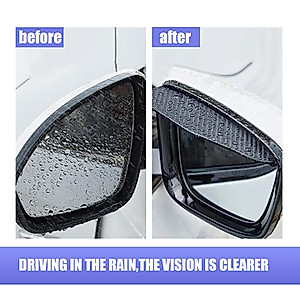 Jawmoy 2 PCS Car Rear Vision Mirror Rain Eyebrows, Thickened Carbon Fiber Rainboard, Rearview Mirror Visor Guard, Suitable for External Accessories for Most Cars (Black)