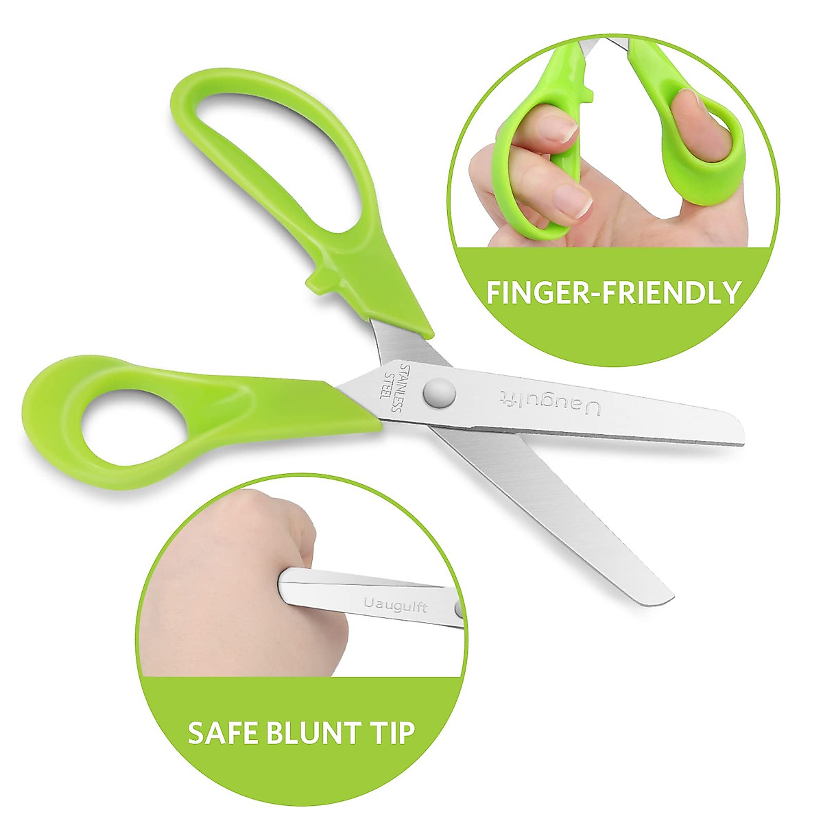Uaugulft 5” Kid Scissors, Safety Child Scissors with Stainless Steel Blunt Tip Blades and Ergonomic Handle, Great for School and Classrooms, Multiple Colors, 30 Pack