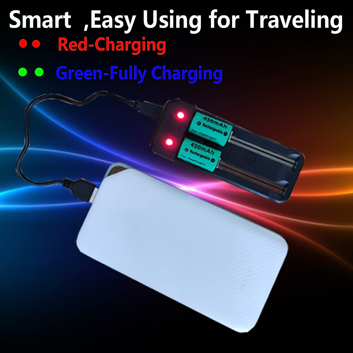 funkawa Shockli CR2 Rechargeable Batteries 450mAh, 3.7V RCR2 Batteries (4-Pack) with 2 -Slot Battery Charger(Not for Arlo Batteries)