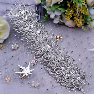 HAIPEI Wedding Headpieces for Bridal Rhinestone Bride Wedding Headband Hair Accessories for Women and bridesmaids, Silver
