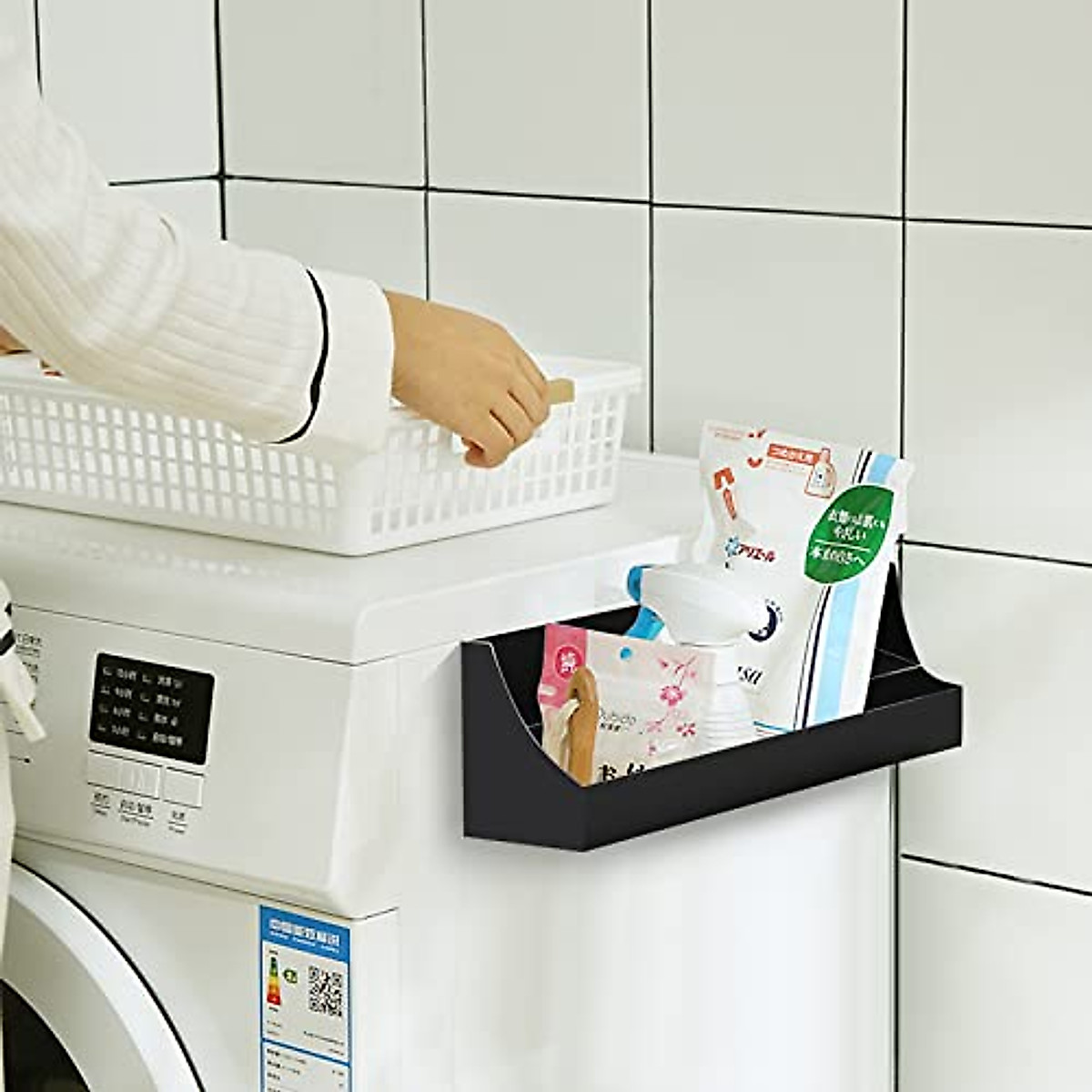 Magnetic Spice Rack for Refrigerator, Magnetic Shelf , Spice Rack Organizer for Holding Spices, Jars, Bottle, Beve (Black, 2Pack)