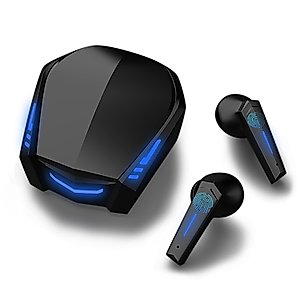 OONOL Wireless Earbuds, Yi-shaney Bluetooth 5.2 Bass Sound Headphones Gaming Earphones with Touch Control, Noise Cancelling Waterproof Headset with Mic, 18H Play Time, 65ms Low Latency (Black)