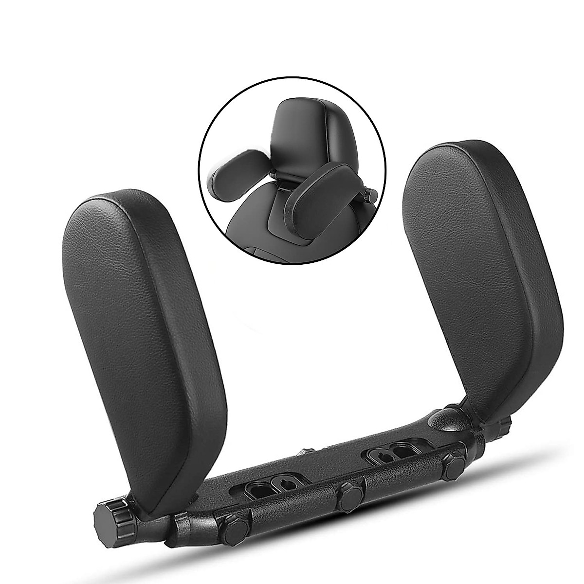 ALL4MARIE Car Seat Headrest Support - 360 Degree Adjustable, Memory Foam Car Headrest with Head, Neck, Shoulder Support for Kids and Adults, (Black)