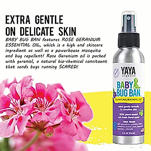YAYA ORGANICS Baby Bug BAN – All-Natural, Proven Effective Repellent for Babies, Kids and Sensitive Skin (4 Ounce Spray, 2-Pack)