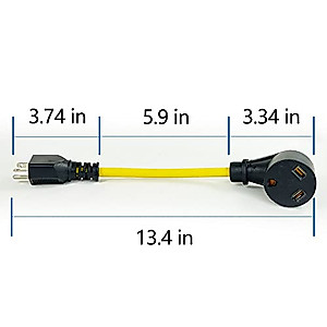 5-15P 3-Pin Male Plug to 10-50R Female Adapter Cord (Yellow)