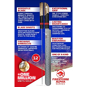 Dalstrong Slicing Knife - 12 inch Slicer - Firestorm Alpha Series - Premium 10Cr15CoMoV High-Carbon Steel Carving Knife - Traditional Japanese Wa Stabilized Wood & Resin Handle Kitchen Knife - Sheath