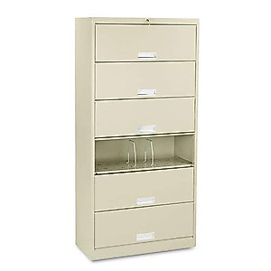 HON 6-Shelf Filing Cabinet - 600 Series Metal Pull Shelf File, Light Gray (H626)