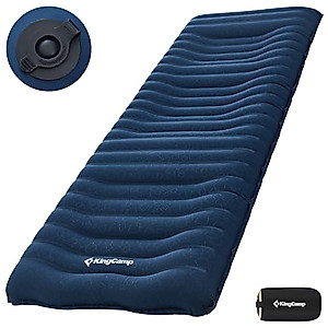 KingCamp Sleeping Pad for Camping, 4.3 Inches Ultralight Backpacking Sleeping Pad Inflating Sleeping Mat for Tent, Cot, Traveling, Hiking Outdoor, Picnic