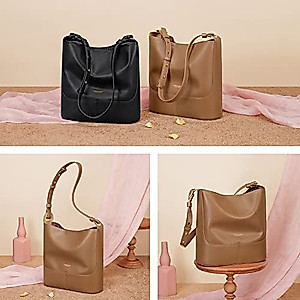 Cnoles Tote Bags Genuine Leather Hobo Shoulder Satchel Crossbody Bag Purses And Handbag for Women Ladies Top Handle Purse Brown