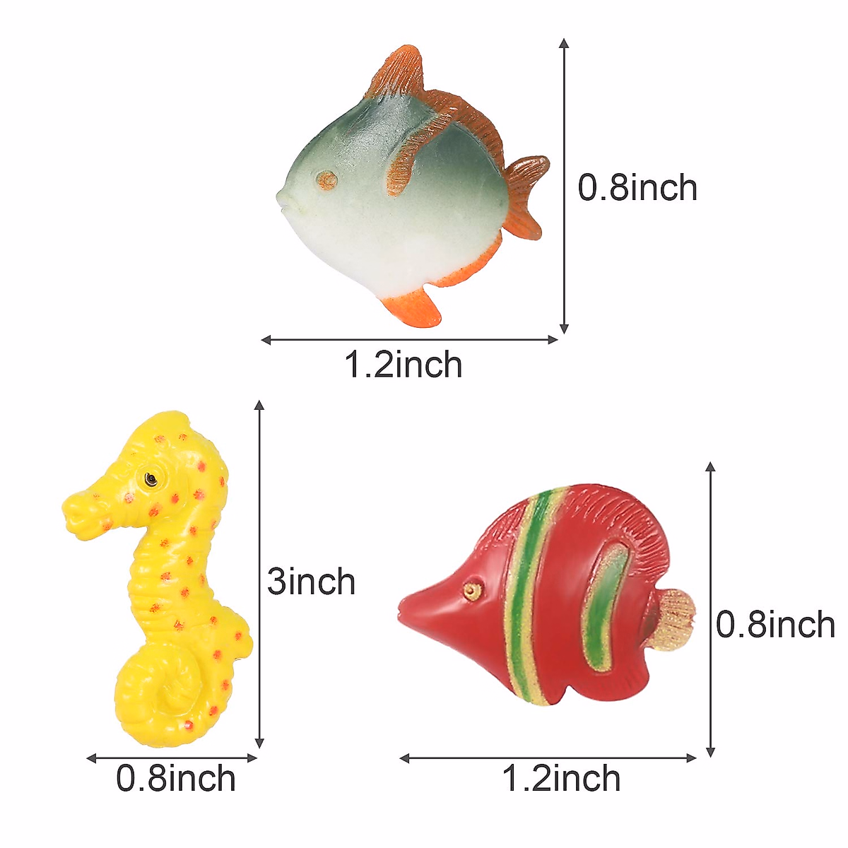 Boao 48 Pcs Plastic Fish Toys Small Tropical Fish Figure Play Set Sea Animals Bath Toys Tropical Party Favors Assorted Ocean Creatures Figures Birthday Learning Educational Party Supplies