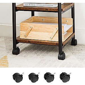 VASAGLE Industrial Printer Stand, 3-Tier Machine Cart with Wheels and Adjustable Table Top, Heavy Duty Storage Rack for Office and Home, Rustic Brown and Black UOPS003B01