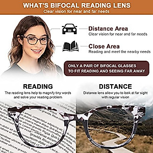 AQWANO Bifocal Reading Glasses UV400 Protection Lightweight Quality Sun Fashion Readers With Clear Top Outdoor Driving Eyeglass for Men Women, 2.0