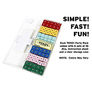 TENZI Party Pack Dice Game Bundle with 77 Ways to Play A Fun, Fast Frenzy for The Whole Family - 6 Sets of 10 Colored Dice - Colors May Vary