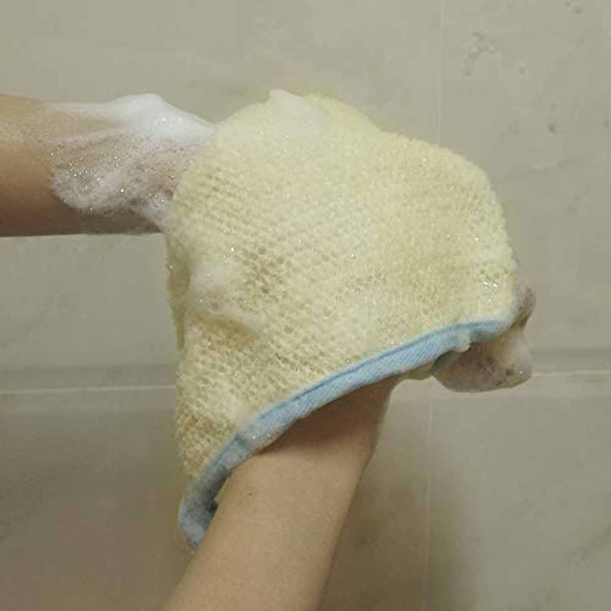 Bleu Bath (3 Pack) Dual-Sided Exfoliating Skin Towel Cotton Terry Body Cloth Scrubber Premium Sturdy Loofah Towel Soft and Buffing Wash Cloth White for Either Oil or Dry Skin