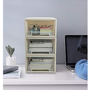 Easymanie 6 Quart Plastic Storage Drawers, Stackable Desktop Organizer, 3 Packs