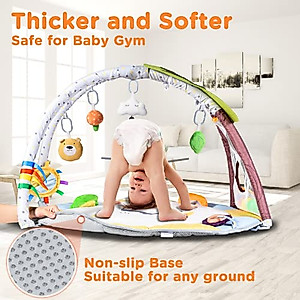 Lupantte Baby Gym Play Mat with 9 Toys for Sensory and Motor Skill Development Language Discovery, Thicker Non-Slip Baby Activity Gym with Ball Pit, Green Tree for Newborns, Babies to Toddlers as Gift