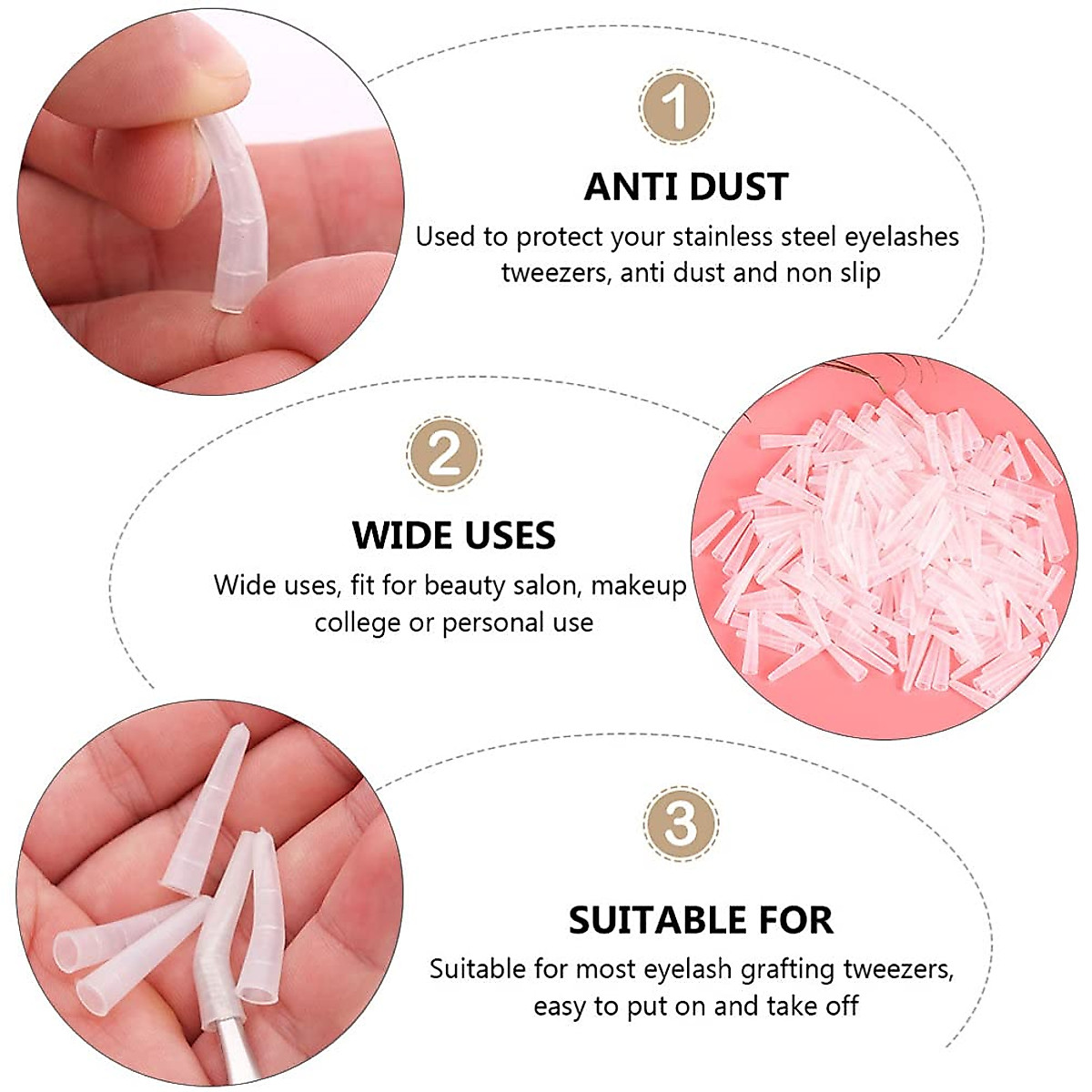 50pcs Tweezer Covers Transparent Tweezer Tip Covers Silicone Grafting Eyelashes Tips Covers Transparent Tweezer Point Protectors