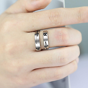 Silver Zodiac Ring Stainless Steel Engraving Size Adjustable Constellation Birthday Ring Gift for Women