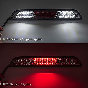 Clear Lens Red/white LED 3rd Third Brake Light for 2017-2021 Ford F-250 F-350 F-450 Super Duty with Strobe Feature Cargo/reverse lamp OEM High Mount Brake Lamp