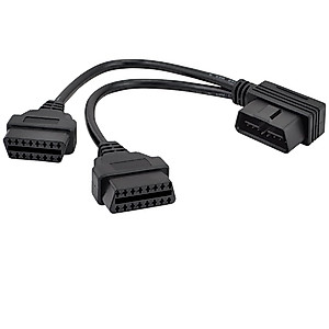 iKKEGOL 30cm/12 Right Angle OBD2 OBD II Y Splitter Cable 1x Male and 2X Female J1962 Port Cord Adapter