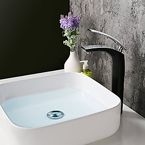 Dowell Modern Tall Vessel Sink Faucet - Single Handle, One Hole Bathroom Vanity Faucet,Chrome/Black 8001 018 10