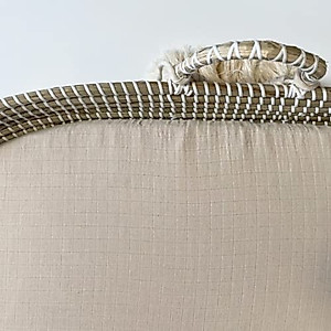 Muslin Changing Pad Cover - Set of 2 - Fits Moses Basket, Seagrass Baby Changing Basket, Baby Bassinet - Soft Organic Cotton - Natural Boho Gender Neutral Linen Bedding fitted Sheet for Oval Crib Pads