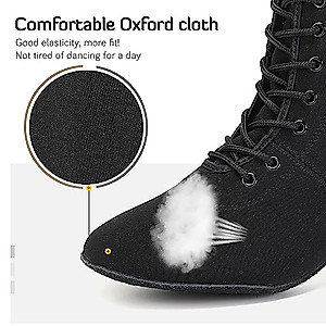 JUODVMP Women & Men Latin Ballroom Dance Shoes Practice with Lace-up Teaching Modern Salsa Dancing Boots High-top Suede Full Sole 5cm,8 US