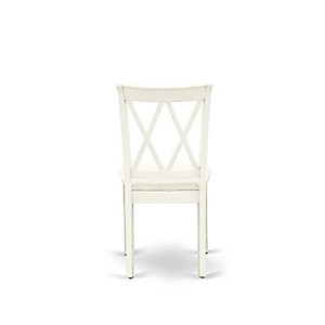East West Furniture HBCL3-LWH-C 3 Piece Dining Table Set for Small Spaces Contains a Round Dining Room Table with Pedestal and 2 Linen Fabric Upholstered Chairs, 42x42 Inch, Linen White