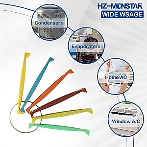 HZ-MONSTAR 2Pcs Air Conditioner Condenser Fin Comb Set, FCR6 Ring Fin Comb and Air Conditioner Condenser Brush, Condenser Fin Comb Brush Repair Tool, Straighten Evaporator Condenser for Condenser Coil