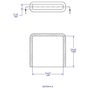 Caplugs 99392524 Plastic Rectangular Finishing Cap with Flat End Grip. VRF-062X650-16, Vinyl, Length 1.000" ID 0.650", Black (Pack of 40)